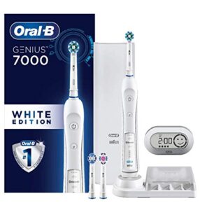 oral-b 7000 smartseries electric toothbrush with bluetooth connectivity and travel case, white