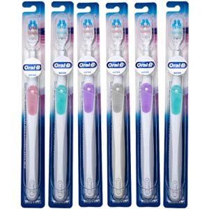 oral-b gum care extra soft toothbrush for sensitive teeth and gums, compact small head, (colors vary) – pack of 6