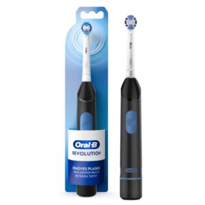 oral-b revolution battery toothbrush with (1) brush head, black, batteries included