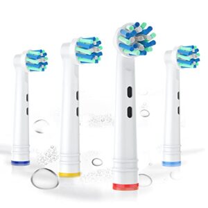 replacement toothbrush heads compatible with braun oral-b electric toothbrushes, 4pcs, round head fits for crossaction, accessories for vitality plus