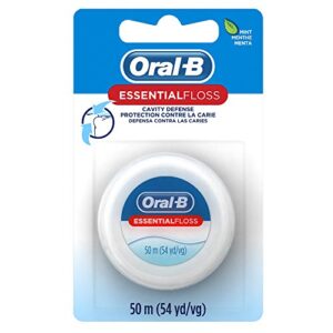 oral-b dental floss, essential floss, mint, waxed, 54 yd (pack of 24)