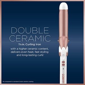 Conair Double Ceramic 1 1/4-Inch Curling Iron, 1 ¼ inch barrel produces loose curls – for use on medium and long hair