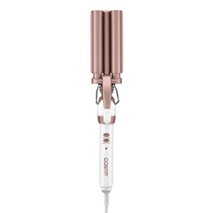 conair double ceramic 3 barrel hair waver, beach waver curling iron, long-lasting natural tight waves