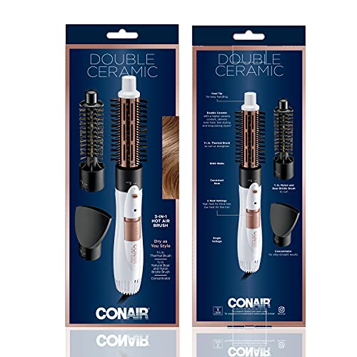 Conair Double Ceramic 3-in-1 Hot Air Brush, Dry as You Style