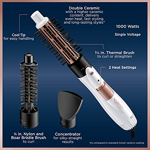 Conair Double Ceramic 3-in-1 Hot Air Brush, Dry as You Style