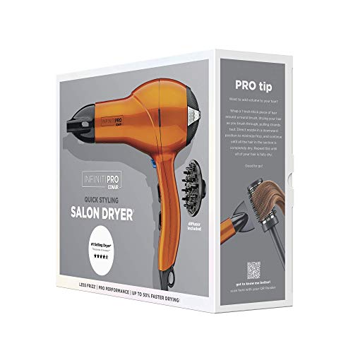 INFINITIPRO BY CONAIR Hair Dryer, 1875W Salon Performance AC Motor Hair Dryer, Conair Blow Dryer, Orange