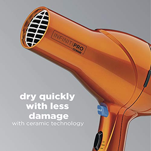 INFINITIPRO BY CONAIR Hair Dryer, 1875W Salon Performance AC Motor Hair Dryer, Conair Blow Dryer, Orange