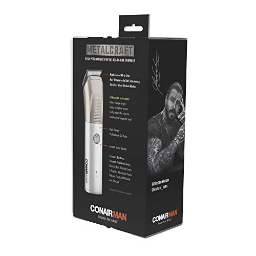 ConairMAN MetalCraft Cordless Lithium Ion Powered High Performance Metal All-in-1 Beard Trimmer for Men