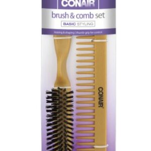 Conair Simulated Wood Thumb Grip Nylon Volume Comb Set