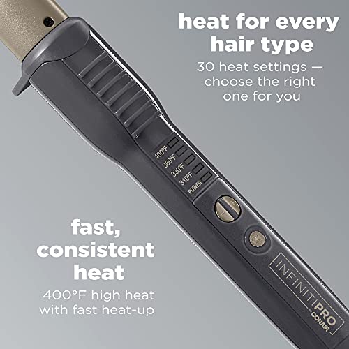 INFINITIPRO BY CONAIR Tourmaline Ceramic 1-Inch to 1/2-Inch Curling Wand, Tapered wand produces beachy waves