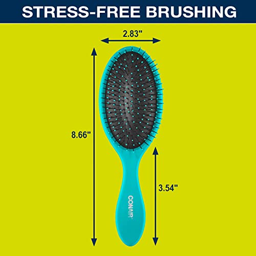 Conair Gently Detangle Hair Brush, Dry and Wet Hairbrush with Flexible Bristles, Color May Vary, 3 Count