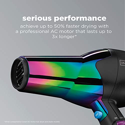 INFINITIPRO BY CONAIR Hair Dryer, 1875W Ion Choice Hair Dryer - Turn Ions ON for Smooth, Shiny Hair and OFF for More Fullness and Volume