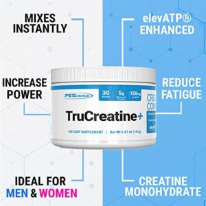 PEScience TruCreatine+, Pure Creatine Monohydrate and ElevATP Powder, 30 Servings