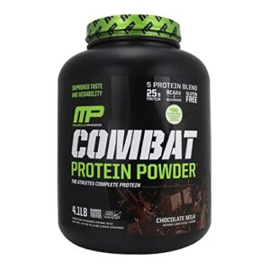 musclepharm combat protein powder, 5 protein blend, chocolate milk, 4.1 pounds, 52 servings