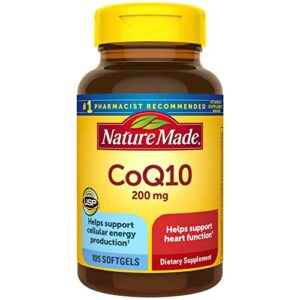 nature made coq10 200 mg, dietary supplement for heart health support, 105 softgels, 105 day supply