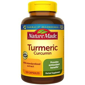 nature made turmeric curcumin 500 mg, herbal supplement for antioxidant support, 120 capsules, 120 day supply