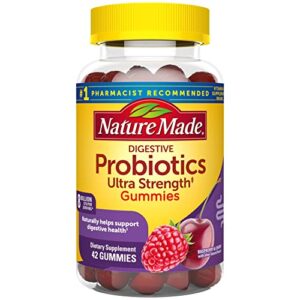 nature made ultra strength digestive probiotics, dietary supplement for digestive health support, 42 probiotic gummies, 21 day supply