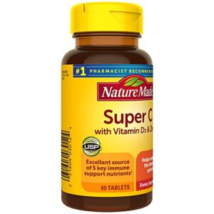 Nature Made Super C with Vitamin D3 and Zinc, Dietary Supplement for Immune Support, 60 Tablets, 60 Day Supply