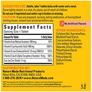 Nature Made Super C with Vitamin D3 and Zinc, Dietary Supplement for Immune Support, 60 Tablets, 60 Day Supply