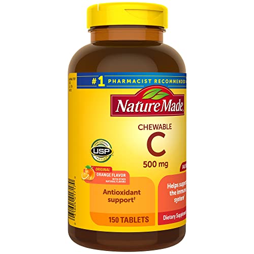 Nature Made Chewable Vitamin C 500 mg, Dietary Supplement for Immune Support, 150 Count (Pack of 1), 150 Day Supply, Packaging May Vary