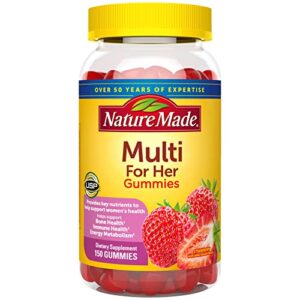 nature made multivitamin for her, womens multivitamin for daily nutritional support, 150 gummies, 75 day supply