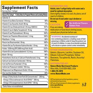 Nature Made Prenatal with Folic Acid + DHA, Prenatal Vitamin and Mineral Supplement for Daily Nutritional Support, 90 Softgels, 90 Day Supply