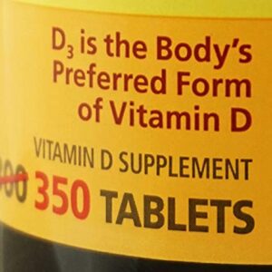 Nature Made Vitamin D3 Dietary Supplement Tablets, 1000IU, 350 count, Packaging May Vary