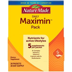 nature made daily maximin vitamin pack, dietary supplement for nutritional support, 30 packets, 30 day supply