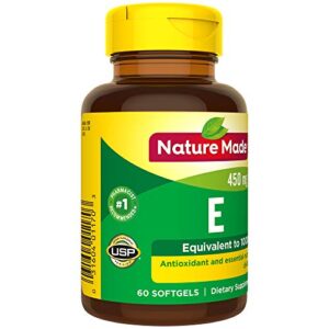 Nature Made Vitamin E 450 mg (1000 IU) dl-Alpha Softgels, 60 Count for Antioxidant Support