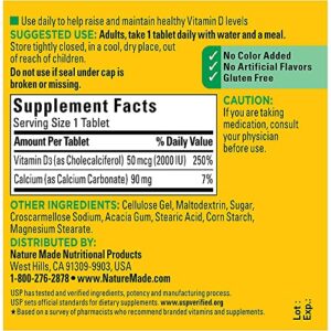 Nature Made Vitamin D3 2000 IU (50 mcg), Dietary Supplement Bone Teeth Muscle and Immune Health Support 100 Tablets ( Pack of 1)