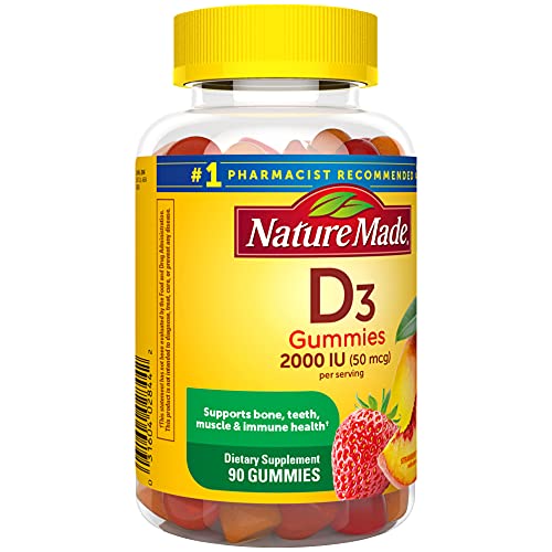 Nature Made Vitamin D3 2000 IU (50 mcg), Dietary Supplement for Immune Health Support, 90 Gummies, 45 Day Supply