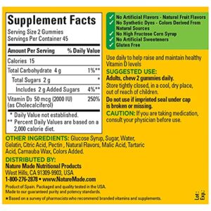 Nature Made Vitamin D3 2000 IU (50 mcg), Dietary Supplement for Immune Health Support, 90 Gummies, 45 Day Supply