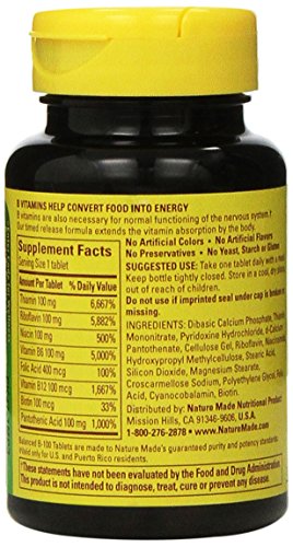 Nature Made Time-Release Balanced B-100, 60 Tablets (Pack of 2)