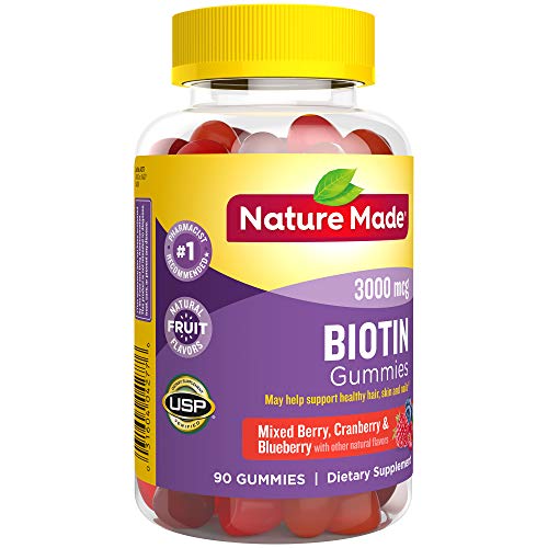 Nature Made Biotin 3000 mcg, Dietary Supplement For Healthy Hair, Skin & Nail Support, 90 Gummies, 45 Day Supply