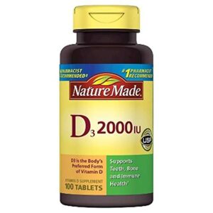 nature made vitamin d3 2000 iu, tablets – 100 ea