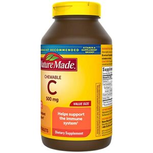 Nature Made Chewable Vitamin C 500 mg Tablets, 150 Count Value Size to Help Support the Immune System