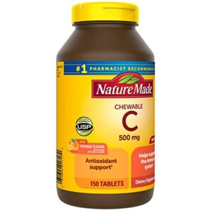 Nature Made Chewable Vitamin C 500 mg Tablets, 150 Count Value Size to Help Support the Immune System