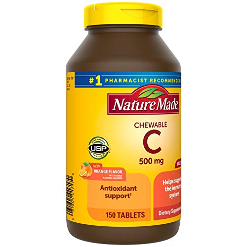 Nature Made Chewable Vitamin C 500 mg Tablets, 150 Count Value Size to Help Support the Immune System