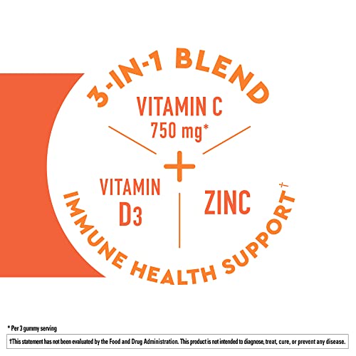 Nature Made Wellblends ImmuneMAX Gummies, Vitamin C, Zinc, and Vitamin D3, Immune Support Supplement, 42 Tangerine Flavor Gummies