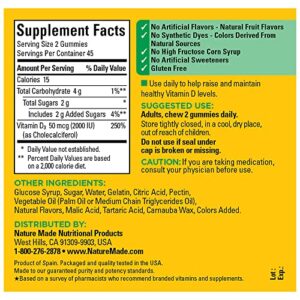 Nature Made Vitamin D3 2000 IU (50 mcg) per serving, Dietary Supplement for Bone, Teeth, Muscle and Immune Health Support, 90 Gummies, 45 Day Supply