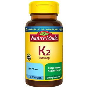 nature made vitamin k2 100 mcg, healthy bone supplements, 30 softgels, 30 day supply