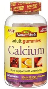 nature made calcium adult gummies, cherry, orange & strawberry 80 ea (pack of 2)