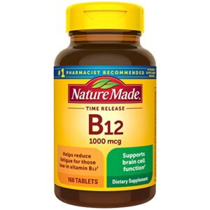 nature made vitamin b12 1000 mcg, dietary supplement for energy metabolism support, 160 time release tablets, 160 day supply