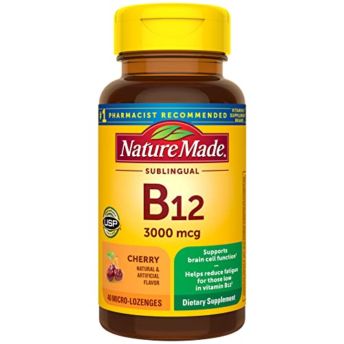 Nature Made Vitamin B12 Sublingual, Easy to Take Vitamin B12 3000 mcg for Energy Metabolism Support, 40 Sugar Free Micro-Lozenges, 40 Day Supply