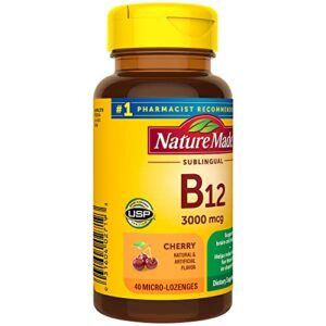 Nature Made Vitamin B12 Sublingual, Easy to Take Vitamin B12 3000 mcg for Energy Metabolism Support, 40 Sugar Free Micro-Lozenges, 40 Day Supply