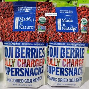 Made in Nature Organic Sun-Dried Unsulfured GOJI Berries 20oz 567g (Two Bags)