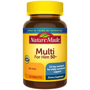 nature made men’s multivitamin 50+ tablets, 90 count for daily nutritional support