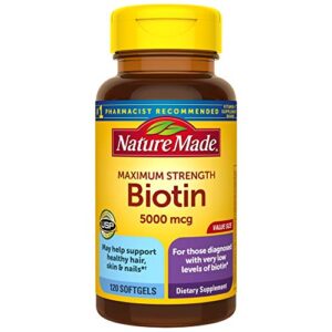 maximum strength biotin 5000 mcg softgels, 120 count value size