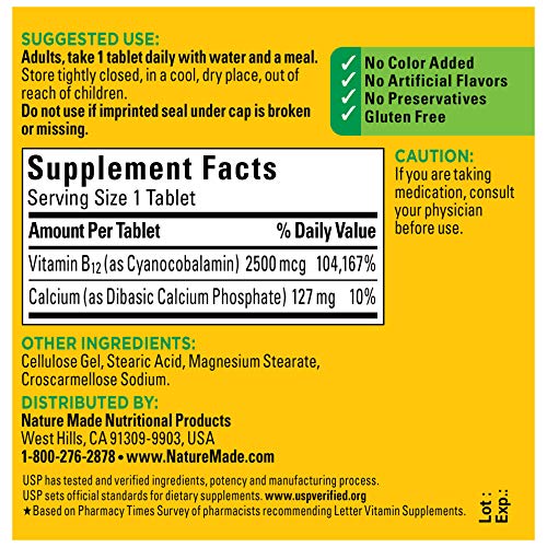 Nature Made Extra Strength Vitamin B12 2500 mcg Tablets, 60 Count for Metabolic Health