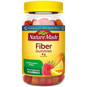 nature made fiber 6 g, dietary supplement for digestive health support, 90 fiber gummies, 30 day supply